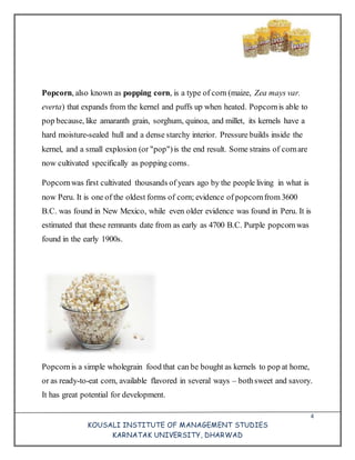 Demand forecasting of "POPCORN" in Hubli-Dharwad | DOCX