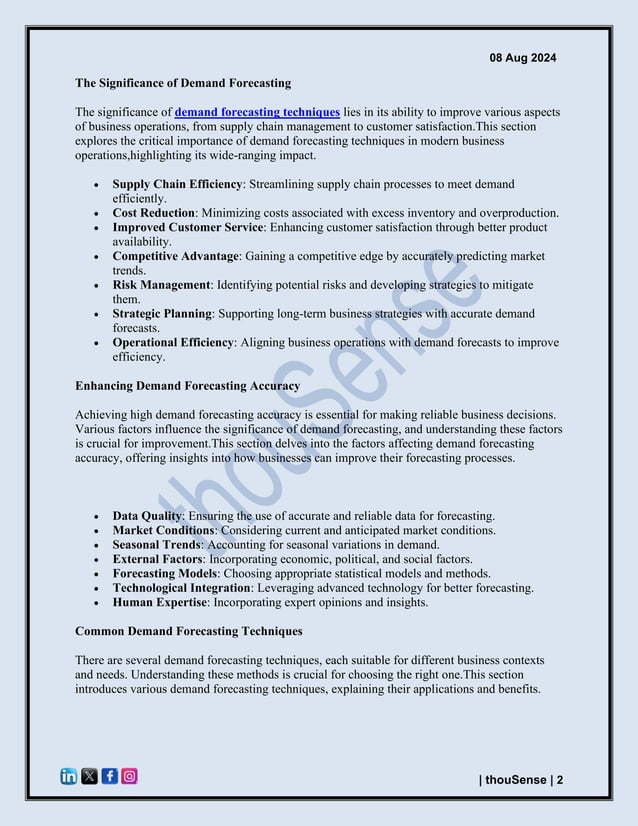 Demand Forecasting Unveiled Techniques Significance And Advantages