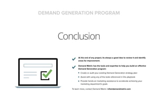 Demand Generation Program Playbook | PDF