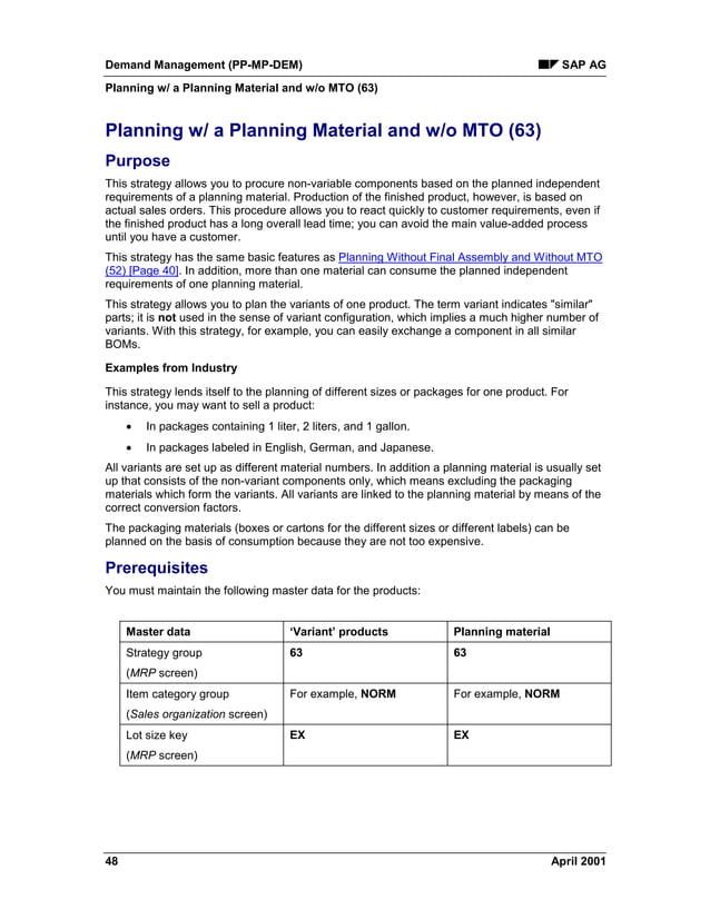 SAP Demand management | PDF