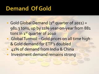 Demand & supply of gold final ppt | PPTX | Commodities | Economy