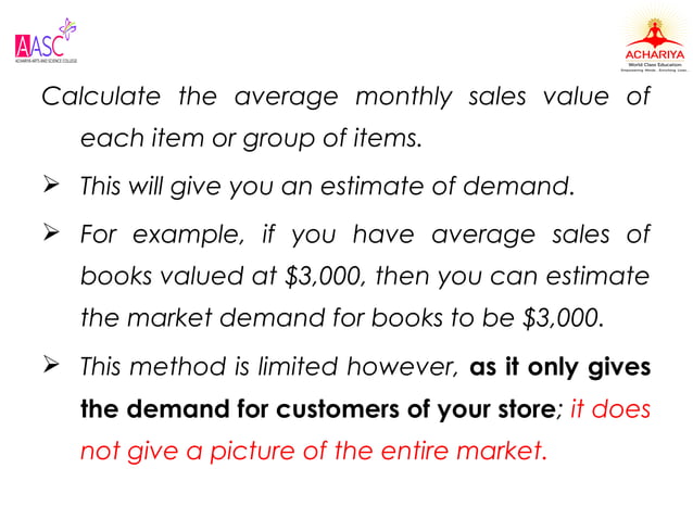 Demand survey of a product