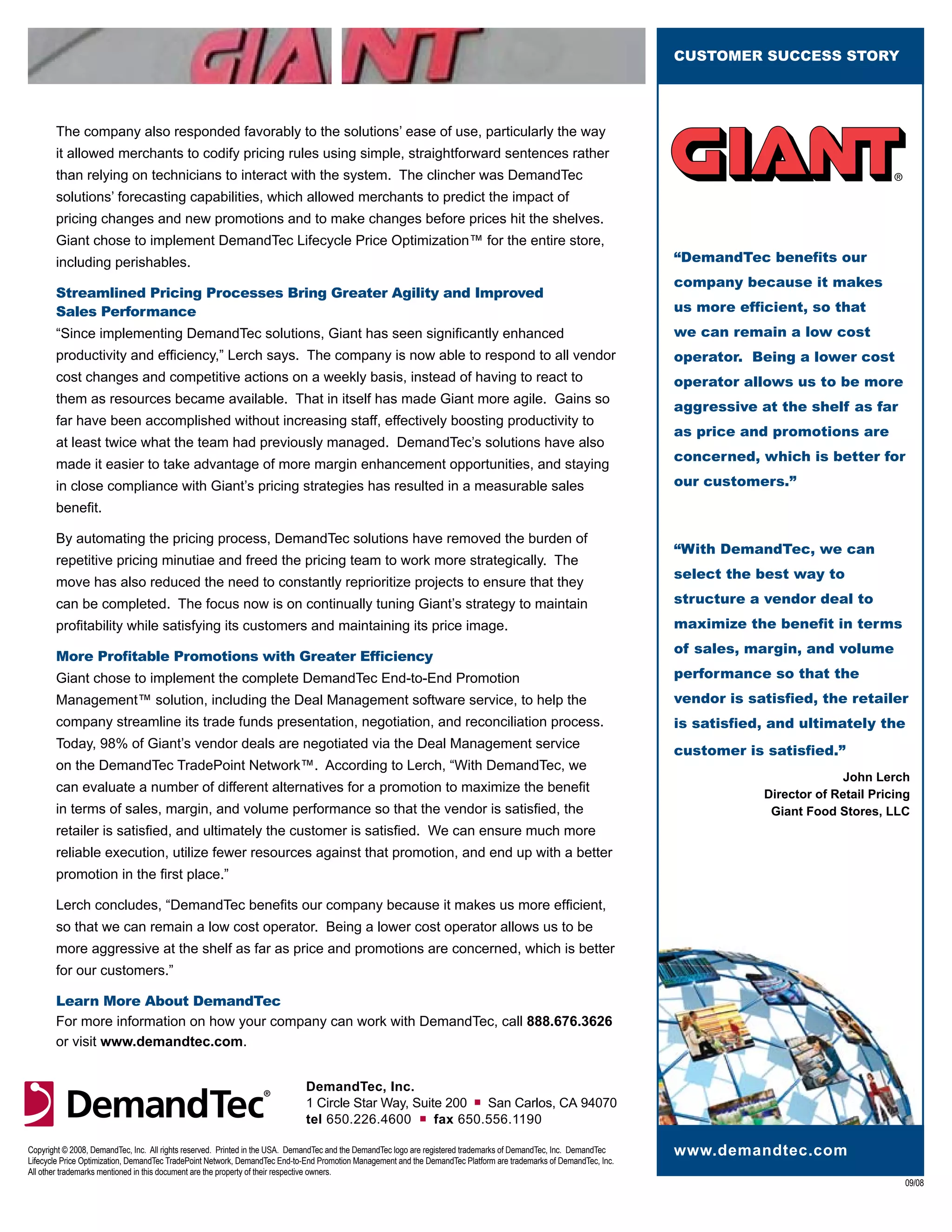 DemandTec Customer Case Study: Giant Carlisle | PDF