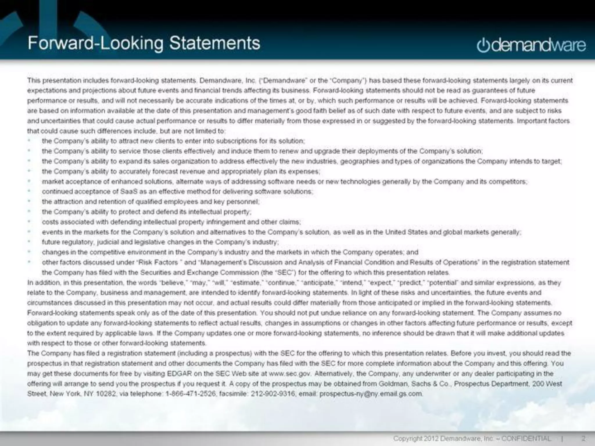 Demandware inc ipo roadshow investor presentation - mar 2012 | PPT