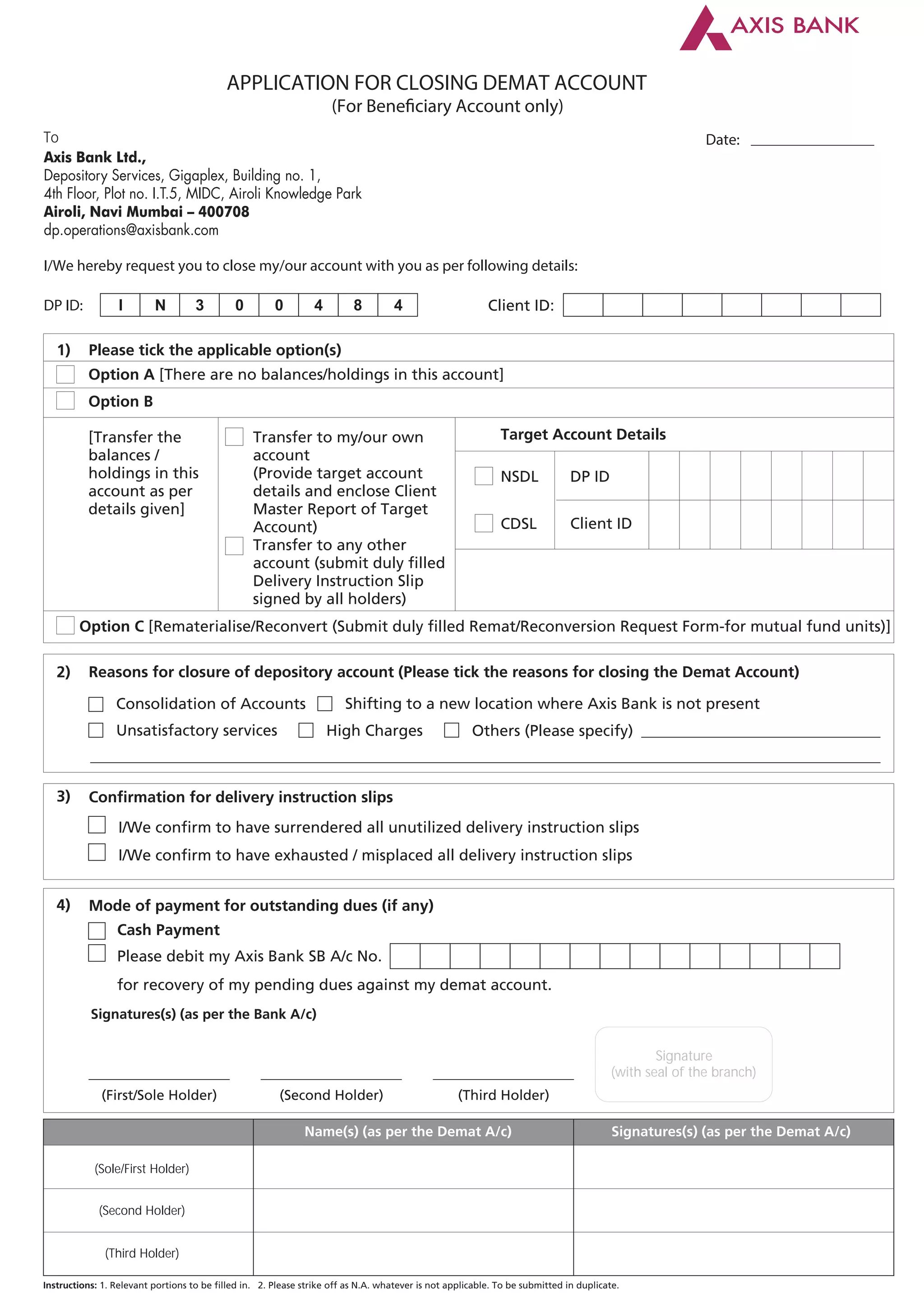 Demat closure-form-16 | PDF