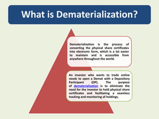 What is Demat Account - Use and functions | PPTX | Stocks and Bonds ...