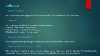 Dematerialization & Transfer of Shares in Electronic Form | PPT