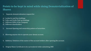 Dematerialization & Transfer of Shares in Electronic Form | PPT