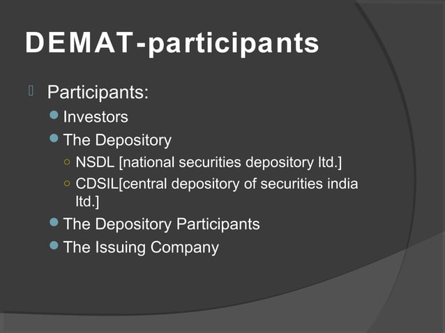 Demat account ppt | PPT | Business Accounting & Finance | Business