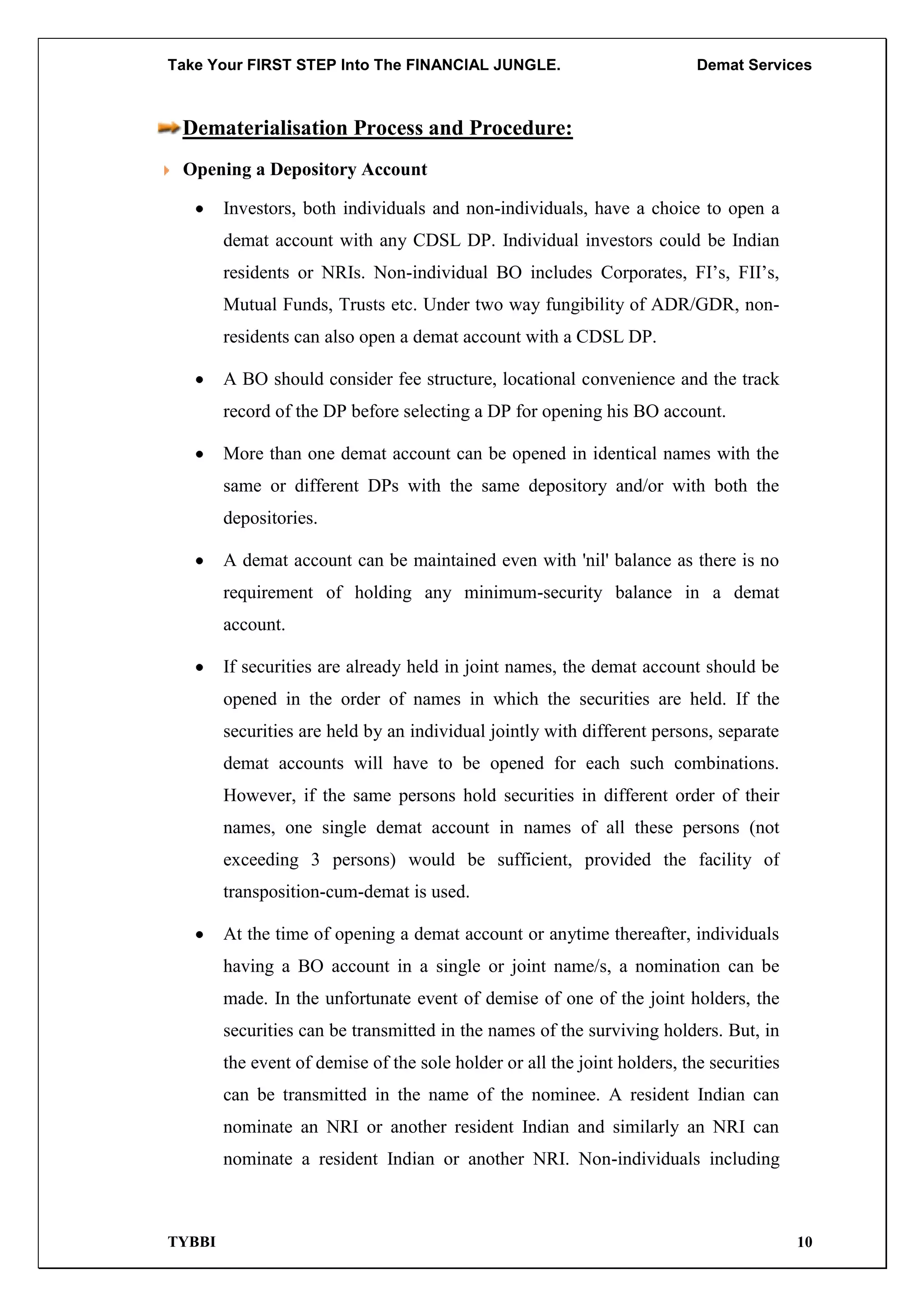 Demat services | DOC