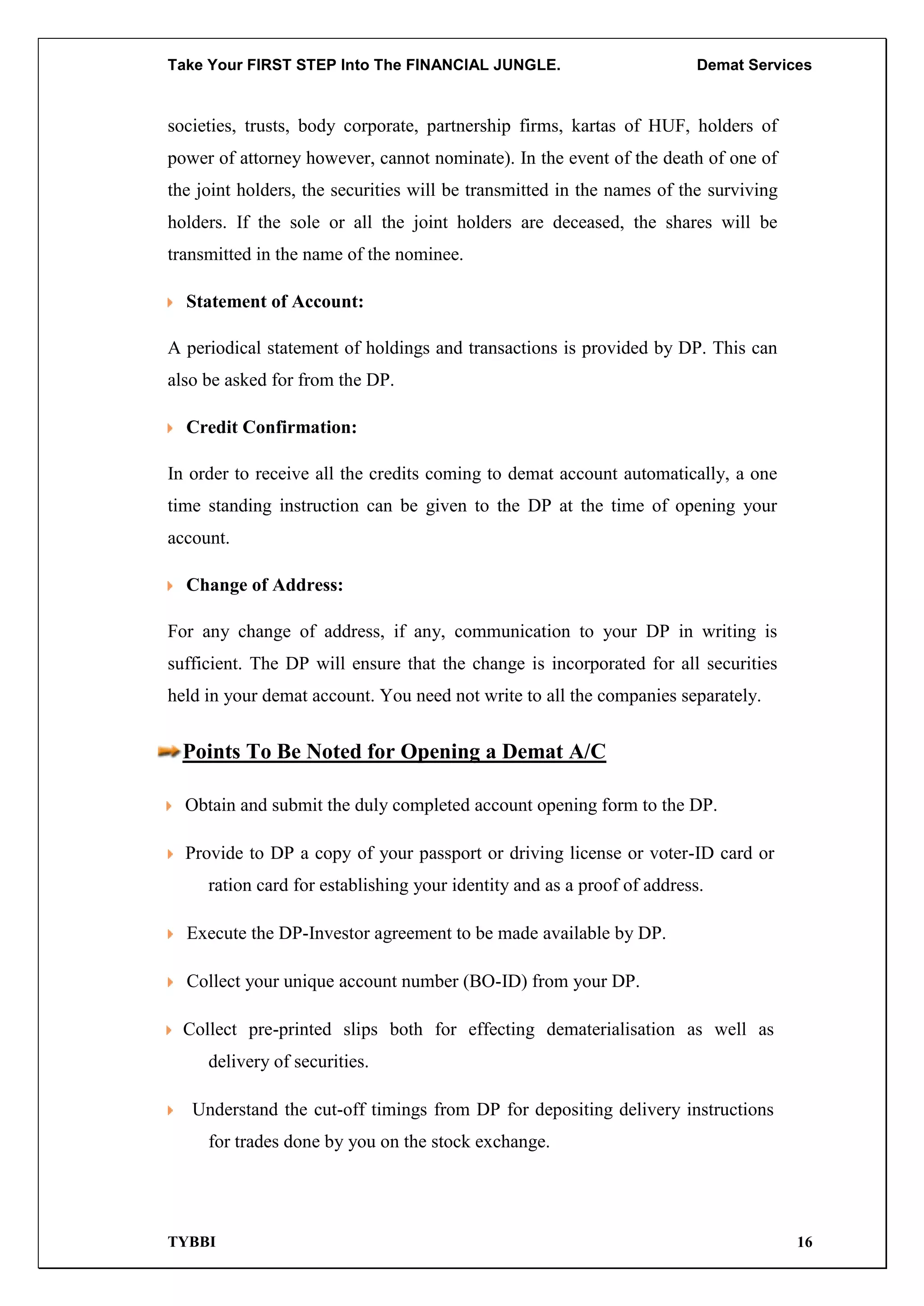 Demat services | DOC