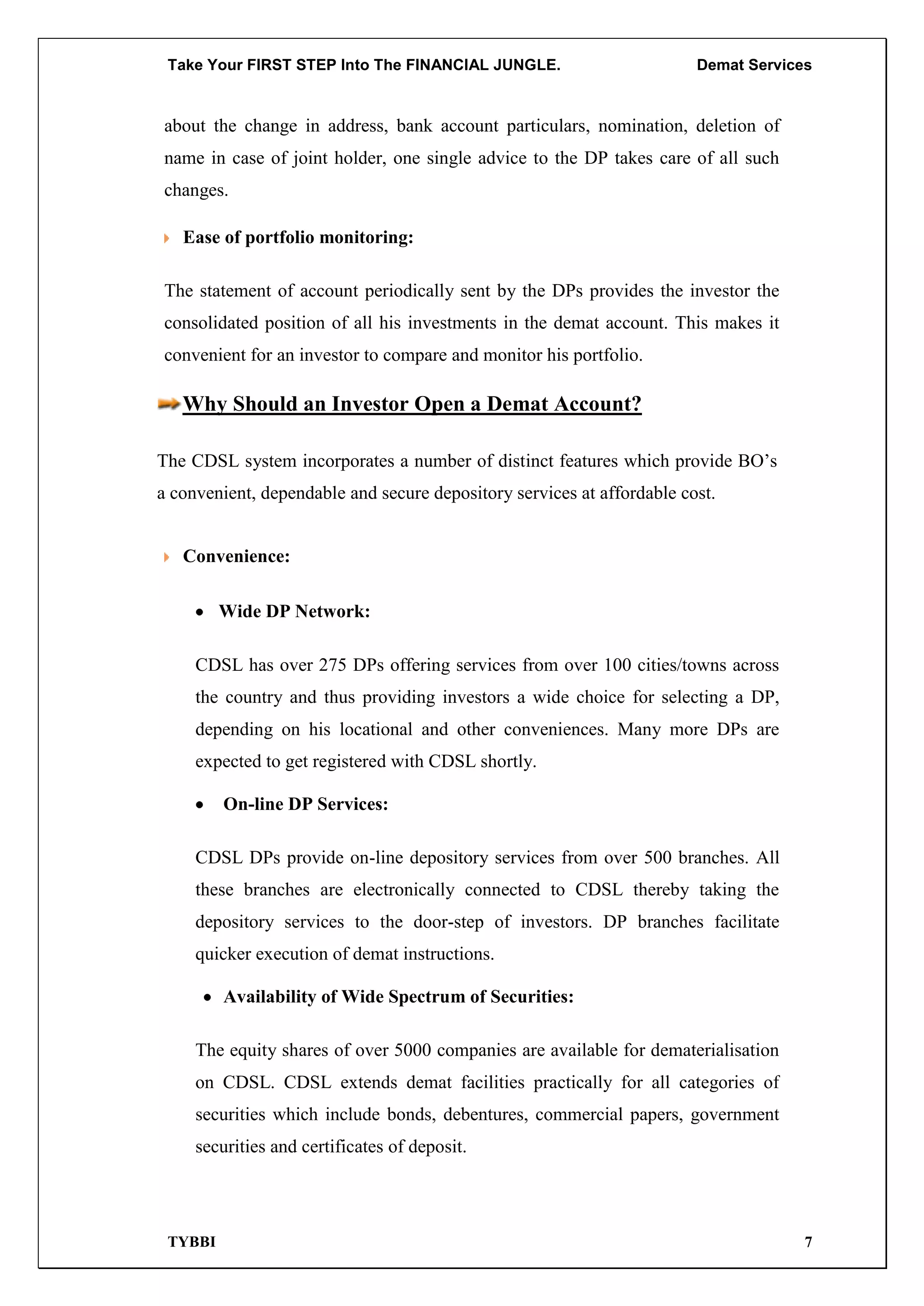 Demat services | DOC