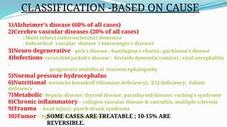 dementia-presentation, types causes, physiotherapy management | PPTX