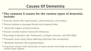 Dementia , etiology , epidemiology , clinical features and management ...