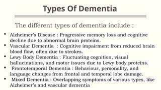 Dementia , etiology , epidemiology , clinical features and management ...