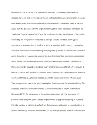 Dementia sample paper - essay | PDF