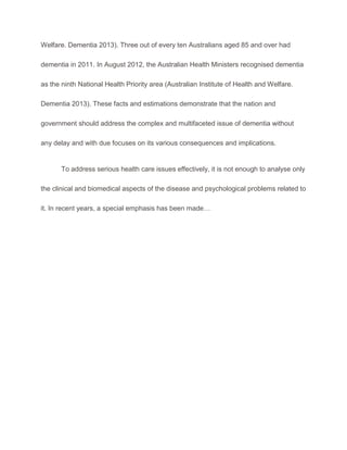 Dementia sample paper - essay | PDF
