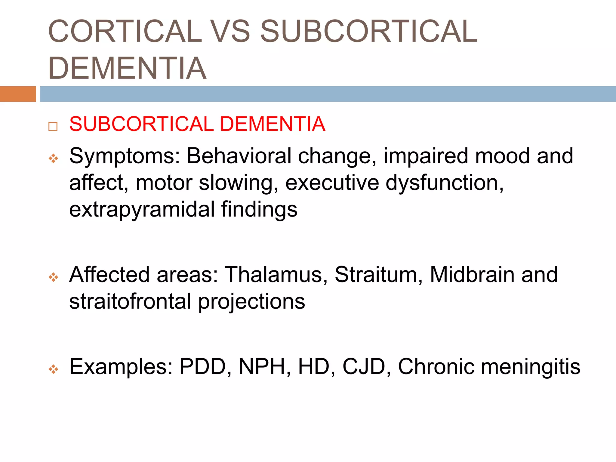 Approach to Dementia | PPT