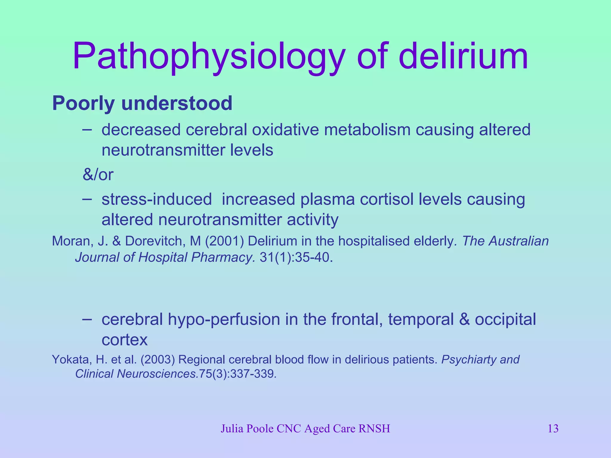 Dementia Delirium Julia Poole | PPT