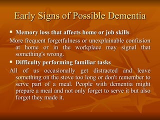 Dementia early | PPS