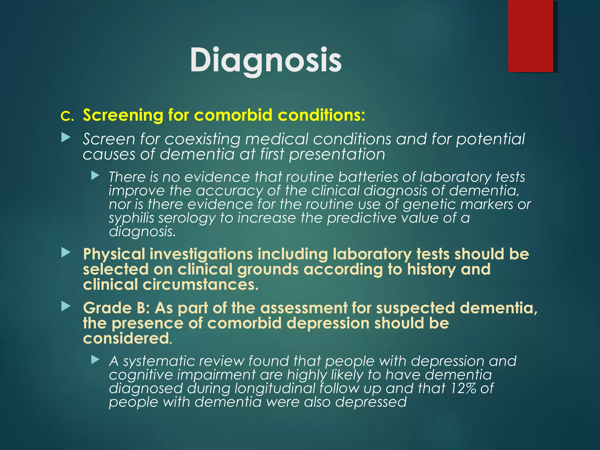 Guidelines for Management of Dementia | PPT