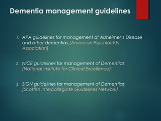 Guidelines for Management of Dementia | PPT