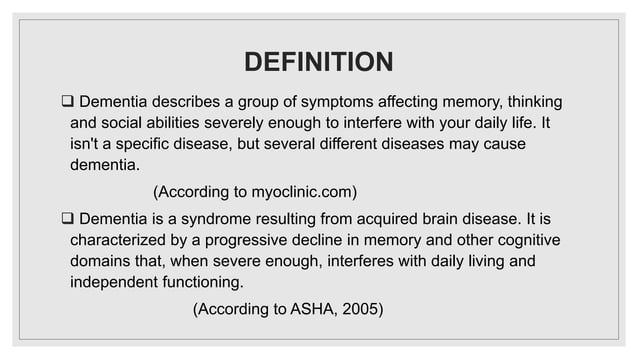 Dementia ppt. | PPT