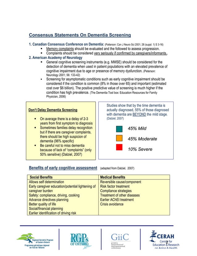 Dementia screening and Assessment | PDF