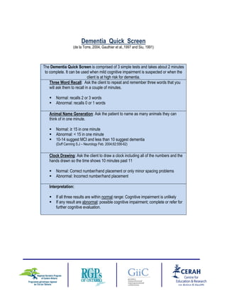 Dementia screening and Assessment | PDF