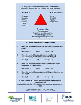 Dementia screening and Assessment | PDF