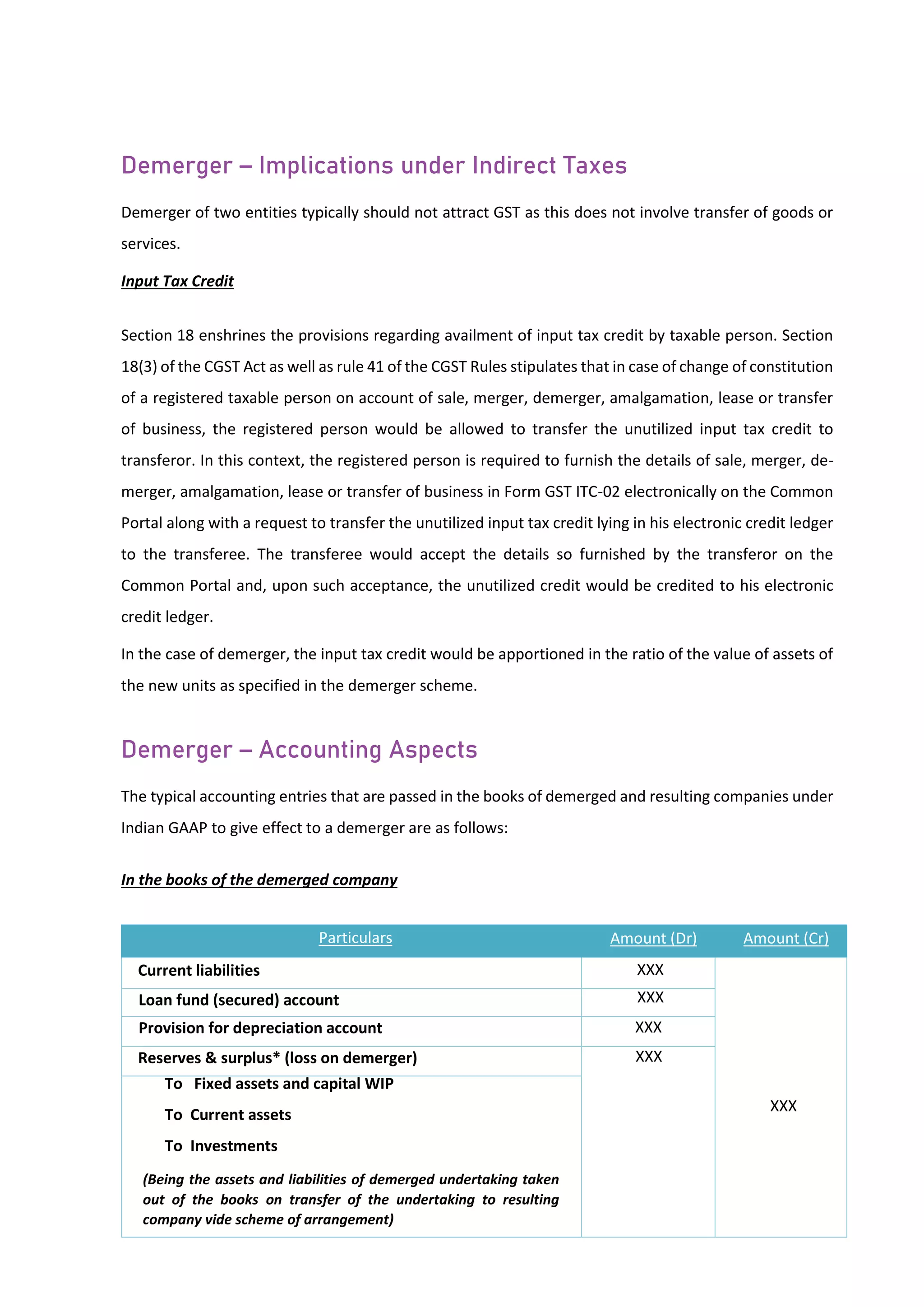 Demerger - Tax & Regulatory Perspective | PDF