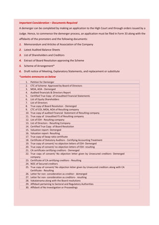 Demerger - Tax & Regulatory Perspective | PDF