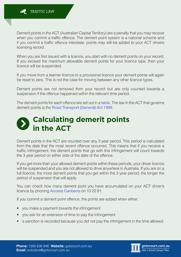 Demerit Points in the ACT | PDF | Legal Services Industry | Industries