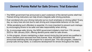 Demerit Points Relief for Safe Drivers: Trial Extended | PPT
