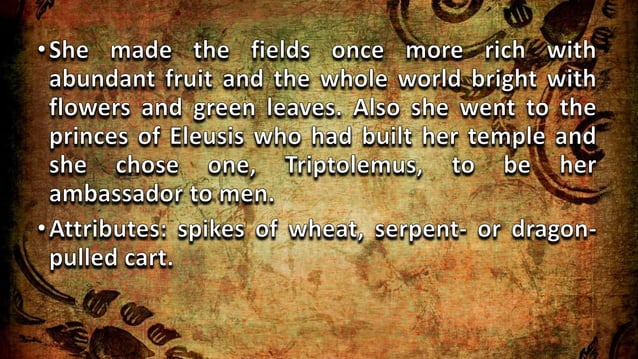 Two Great Gods of Earth: Demeter & Dionysus | PPTX