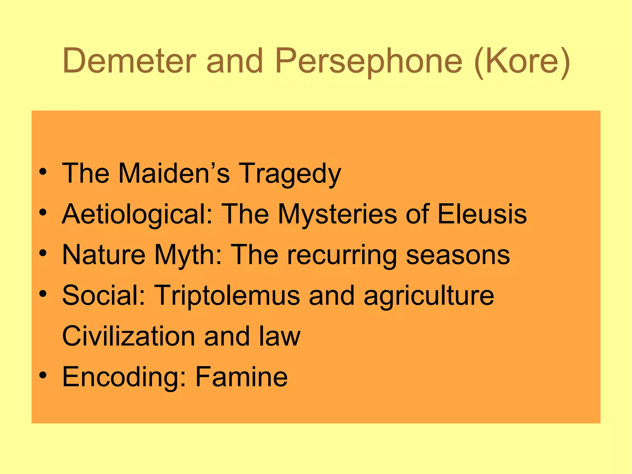 Demeter And Persephone (Kore) | PPT