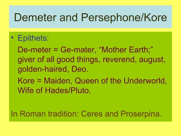 Demeter And Persephone (Kore) | PPT