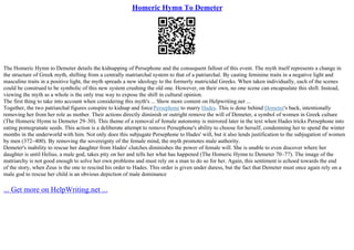 Demeter And Persephone Divinity In The Homer Hymn To | PPT