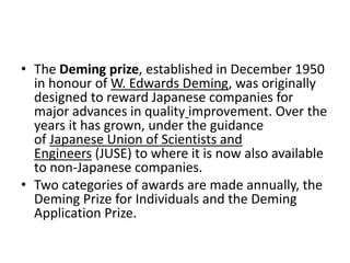 Deming award , Rane Group, Mahindra and Mahindra | PPT