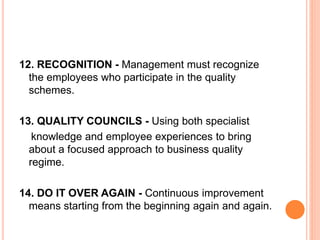 Deming, Crosby, Juran quality improvement principles. | PPT