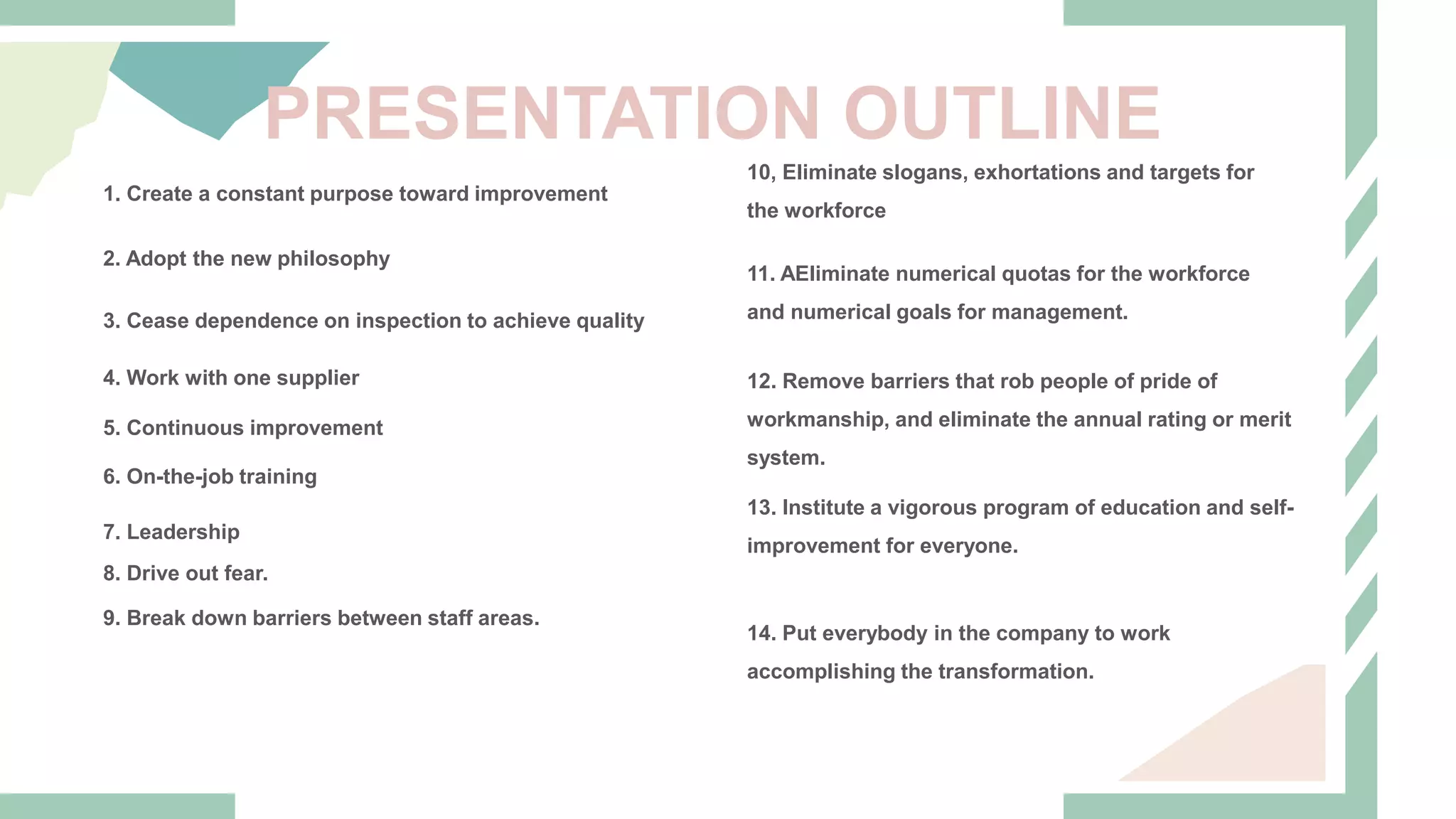 Deming's 14 points | PPT