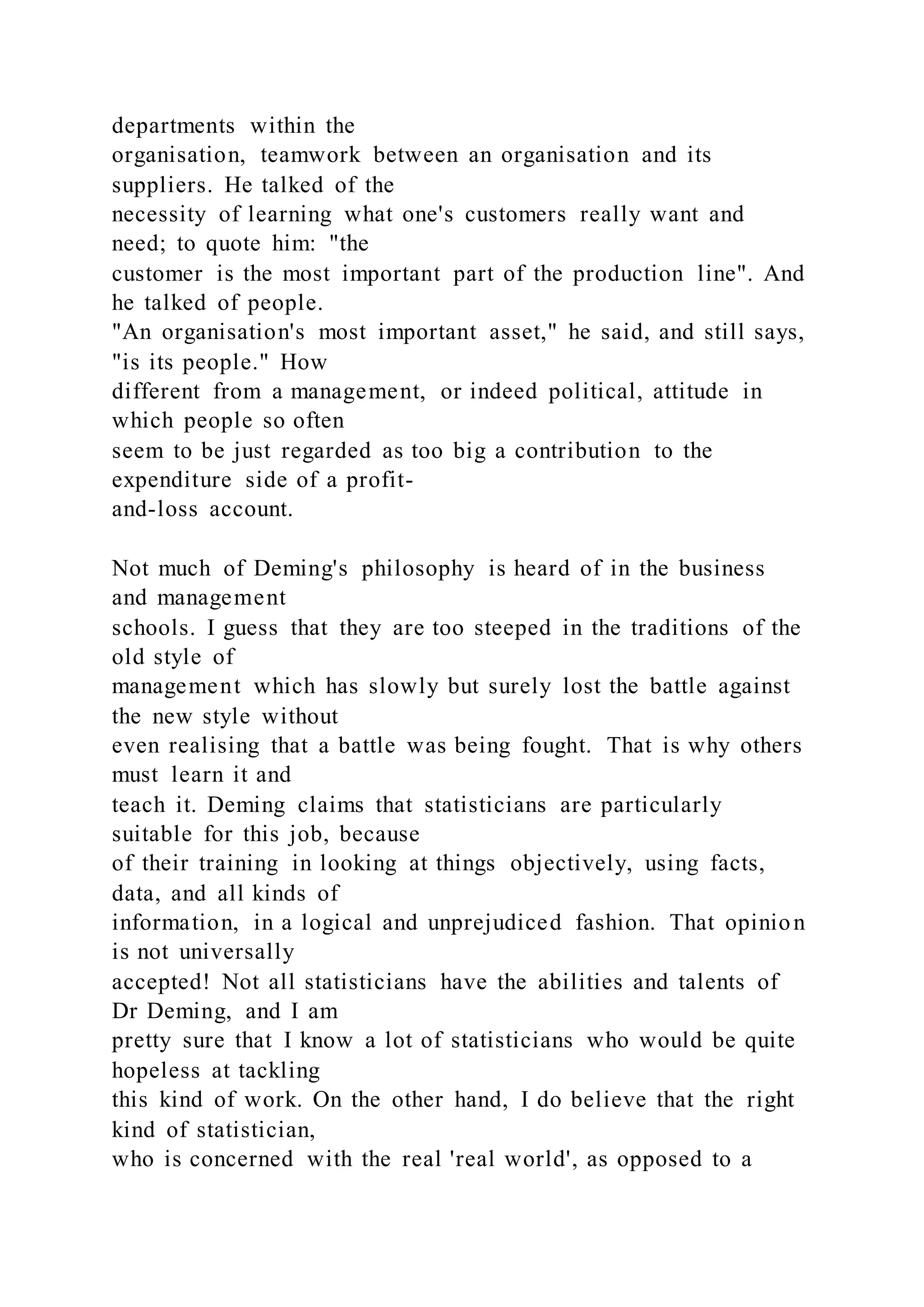 Demings 14 Points for Management Framework for SuccessAuth | DOCX