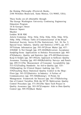 Demings 14 Points for Management Framework for SuccessAuth | PDF