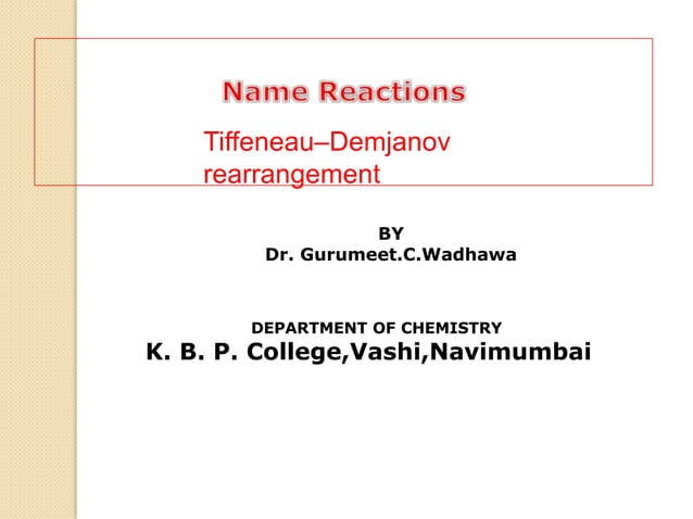 Demjanov rearrangement | PPTX | Chemistry | Science