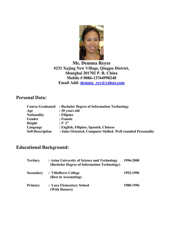 Demma Reyes Cv | PDF
