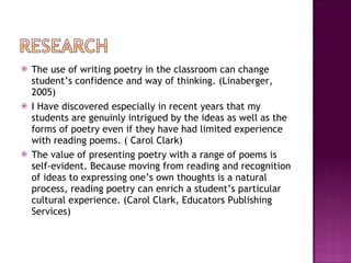 Writing New Types of Poetry in the Classroom: Exploring The letter poem ...