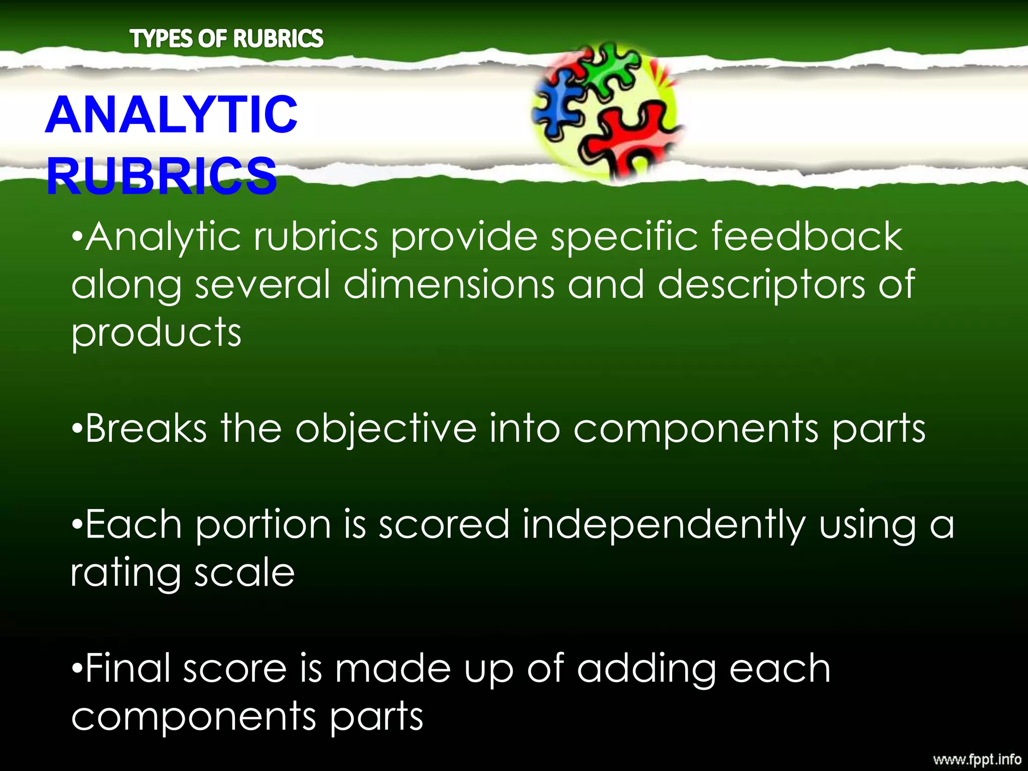 Rubrics (Analytic and Holistic) | PPTX