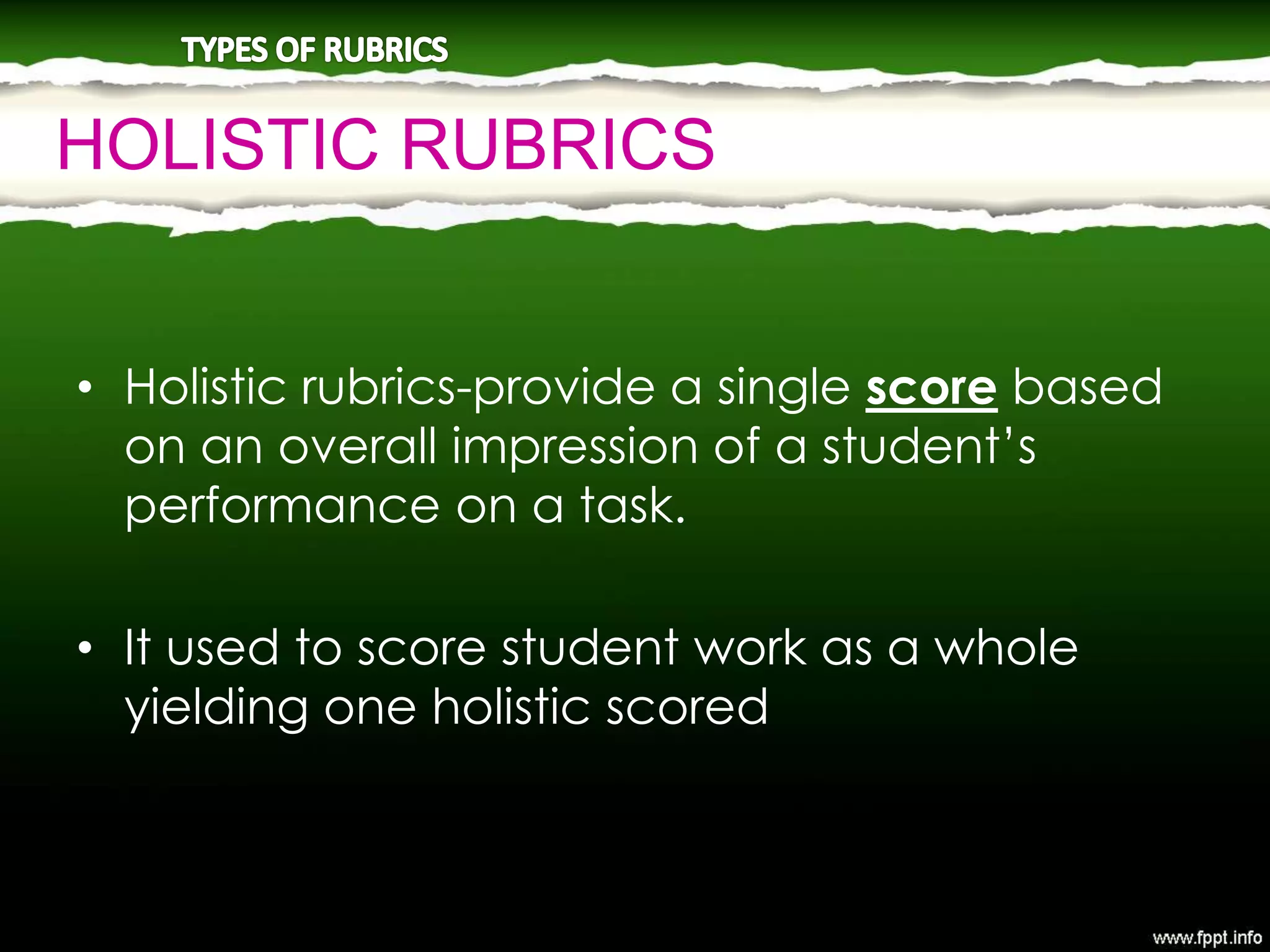 Rubrics (Analytic and Holistic) | PPTX