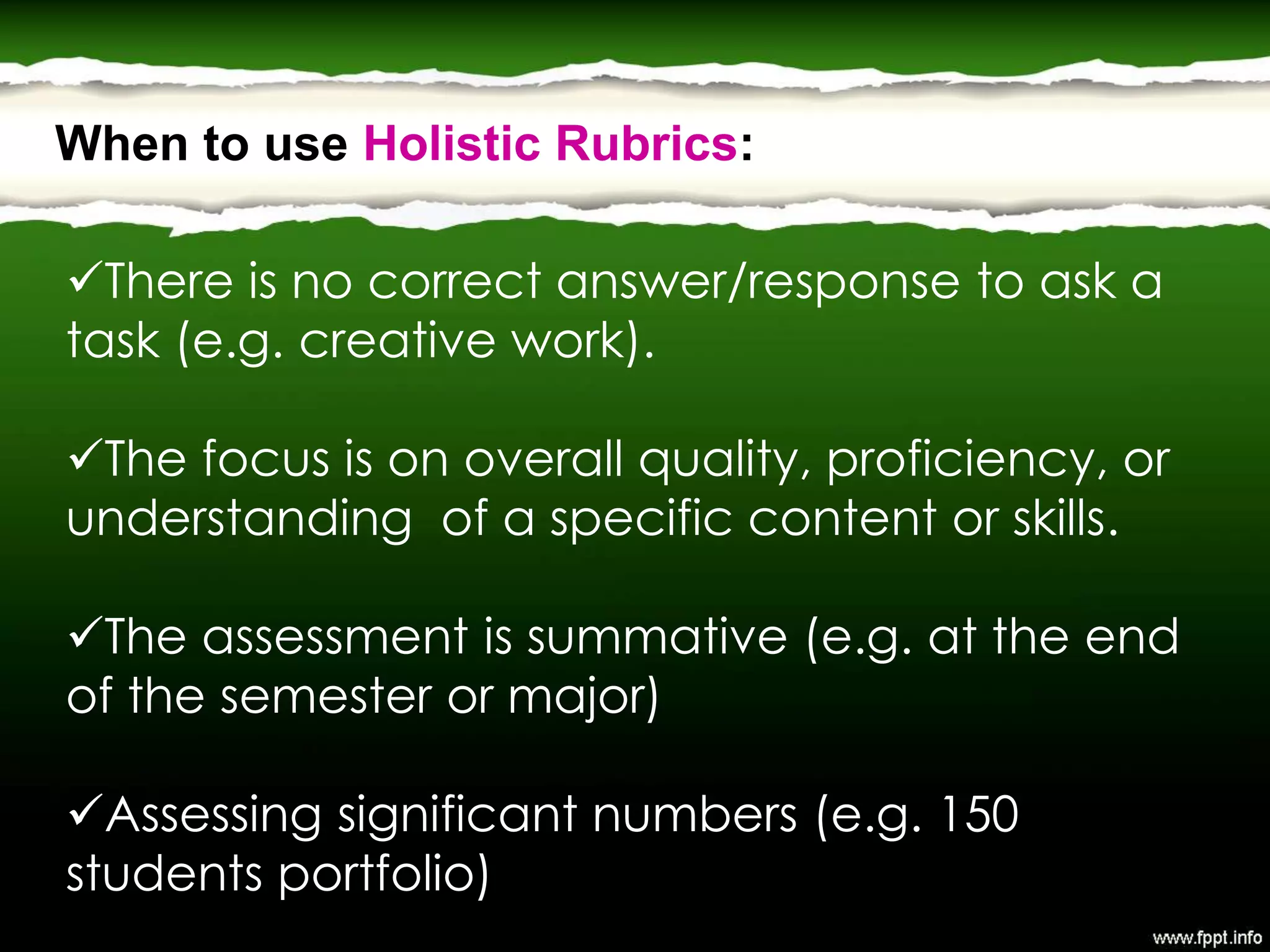 Rubrics (Analytic and Holistic) | PPTX