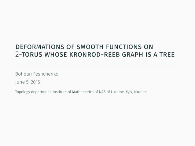 deformations of smooth functions on 2-torus whose kronrod-reeb graph is a tree | PPT